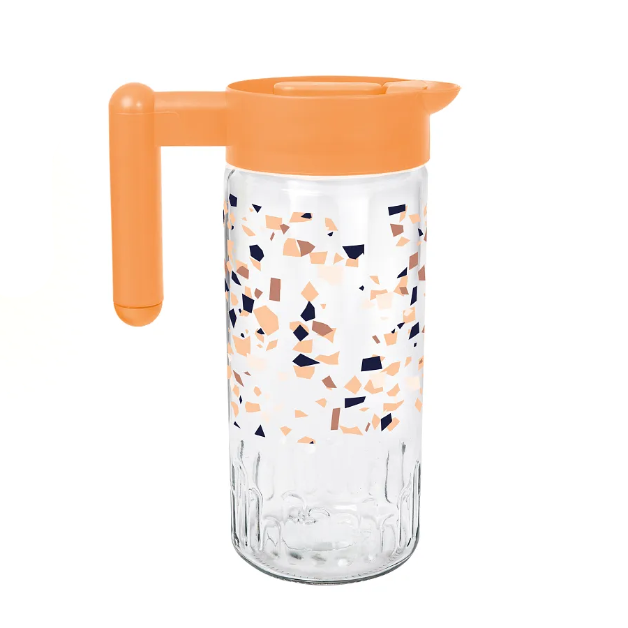 Herevin 1.43L Patterned Embossed Glass Jug - Terratzo Orange – Style ...