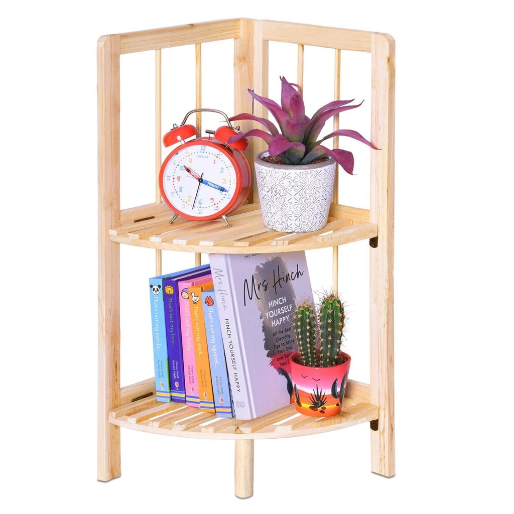 2 Tier Wooden Corner Shelf Storage Rack – Home Phase