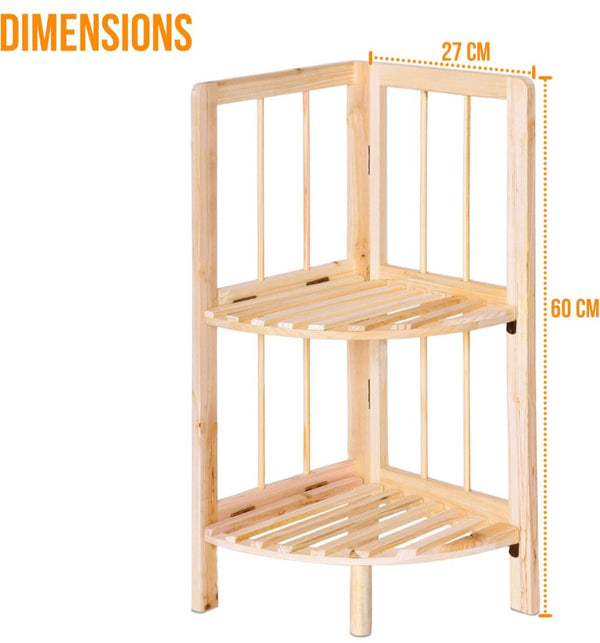 Danny Home 2 Tier Wooden Corner Shelf Storage Rack – Home Phase