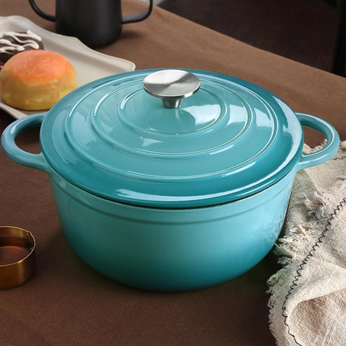 24cm Cast Iron Enamel Deep Pot - Teal – Home Phase