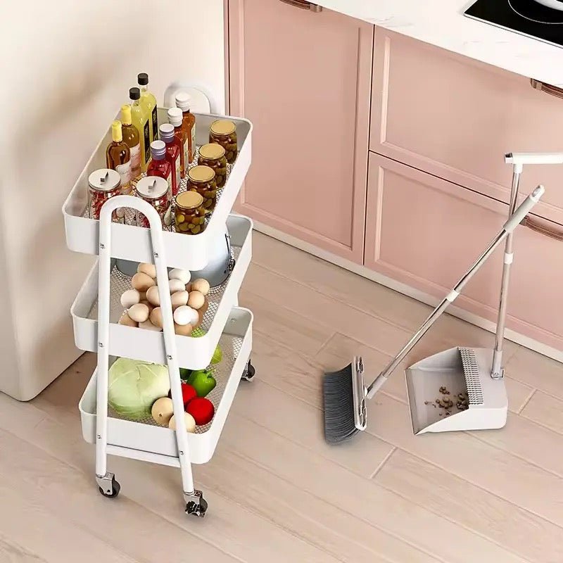 3 Tier Multifunctional Minimalist Metal Storage Trolley – Home Phase