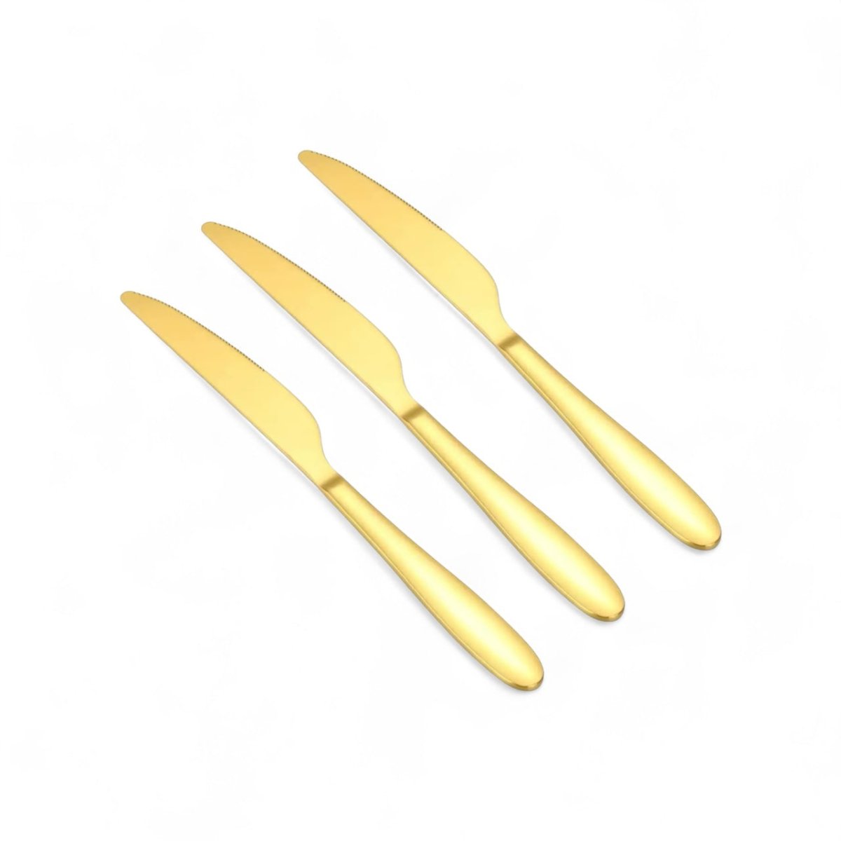 3pcs Danny Home Stainless Steel Minimalist Gold Serrated Dinner Knife ...