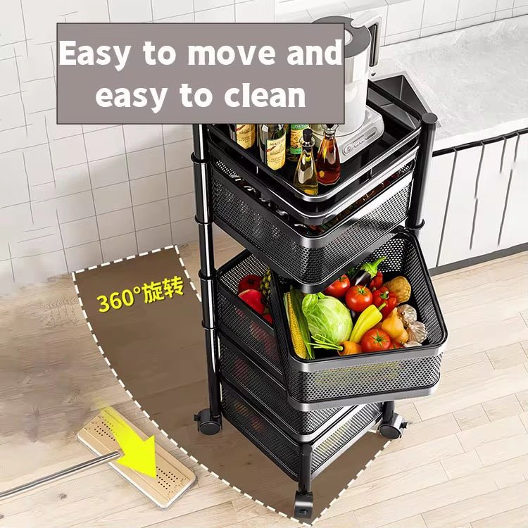 4 Tier Rotating Veg Storage Trolley - Black – Home Phase