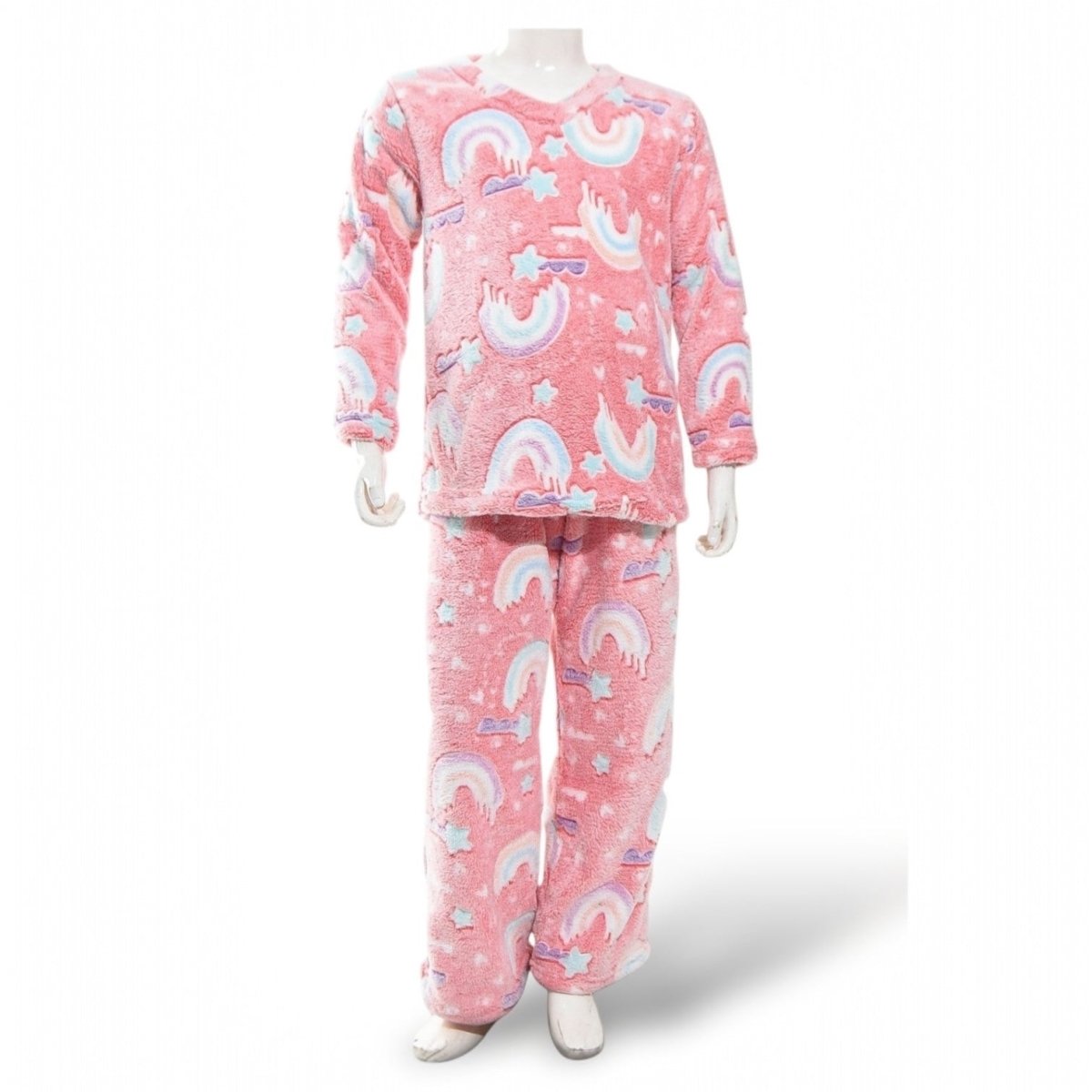 Kids Super Soft Fleece Glow In The Dark Pyjamas - Pink Rainbow – Home Phase