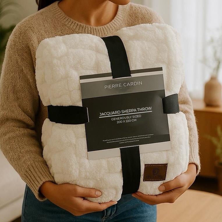 Pierre Cardin Jacquard Sherpa Throw - 200 x 220 cm - Queen – Home Phase