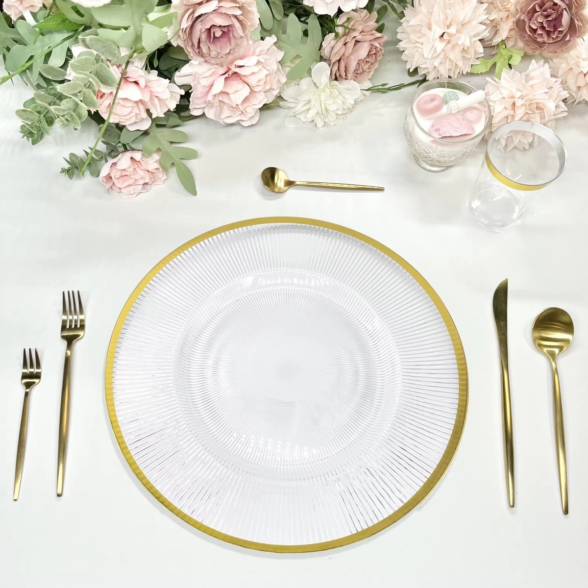 Plastic clear underplate gold edge 33cm – Style Phase Home