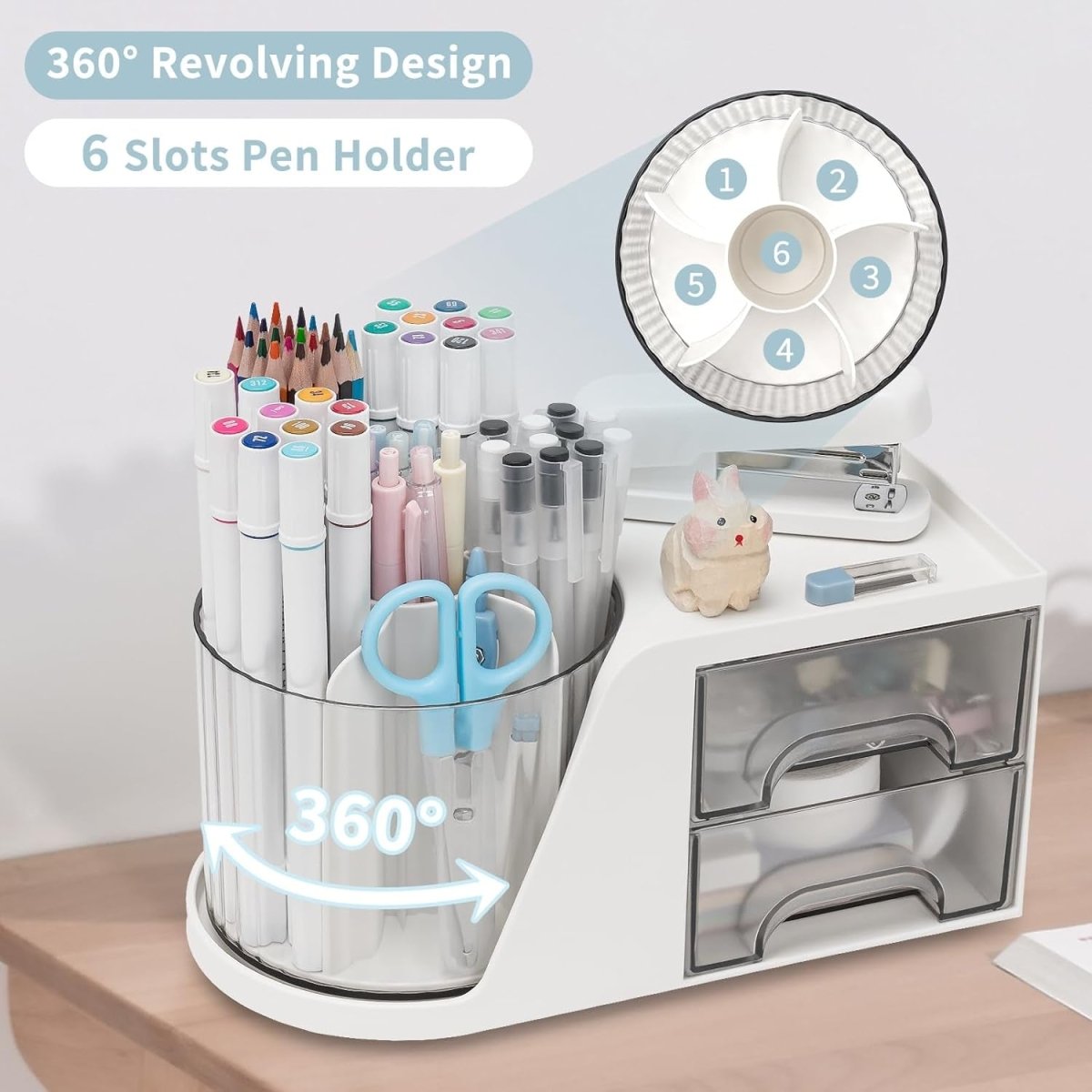 Rotating Desktop Stationary Organiser - White – Style Phase Home