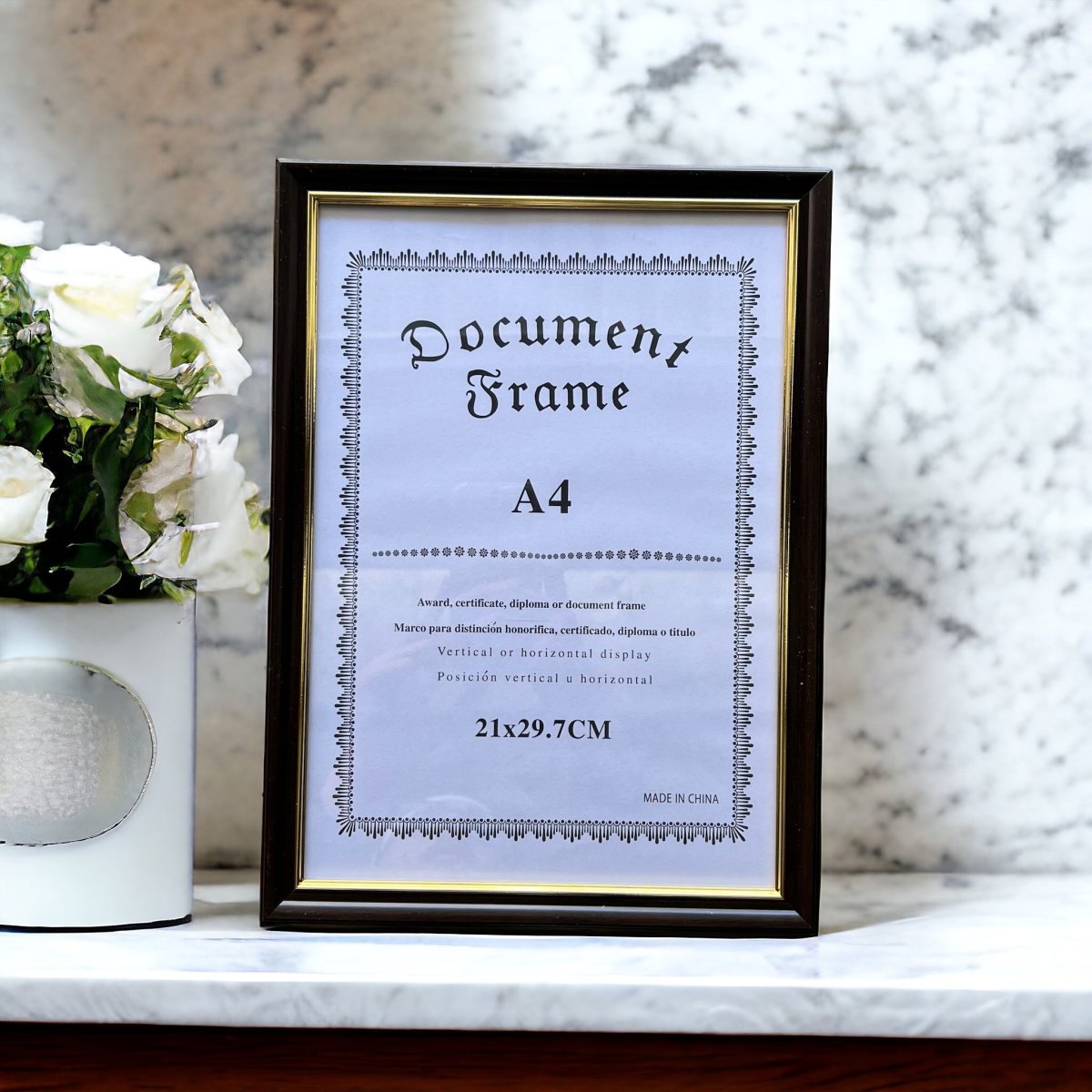 A4 Document Frame With Stand & Hook Placement – Home Phase