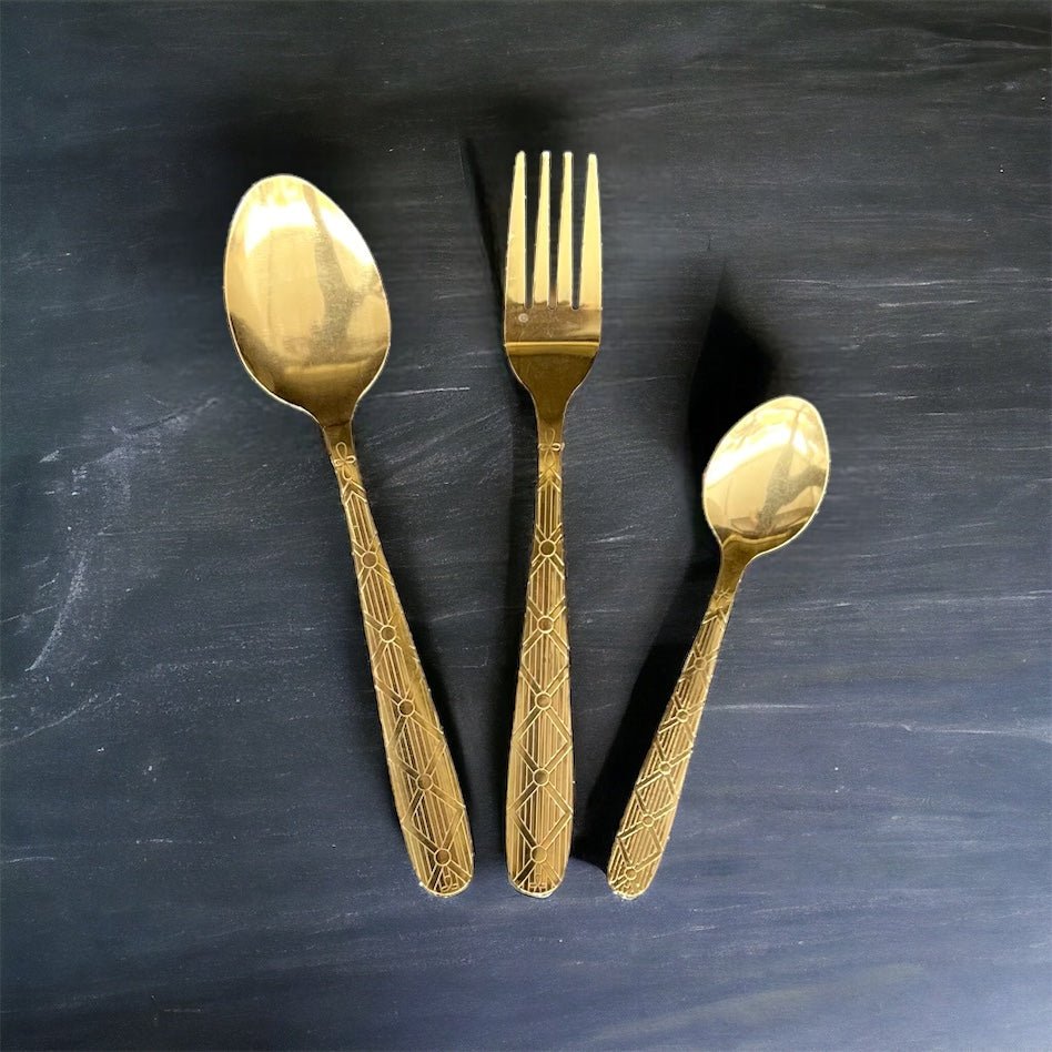 Luxury Engraved Gold Cutlery - Pack of 6 – Home Phase